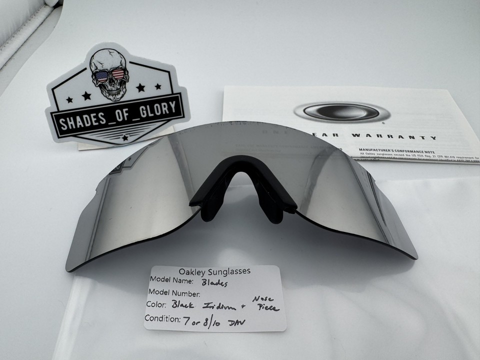OAKLEY RAZOR BLADES BLACK IRIDIUM LENS SUNGLASSES VINTAGE NOSE PIECE ...