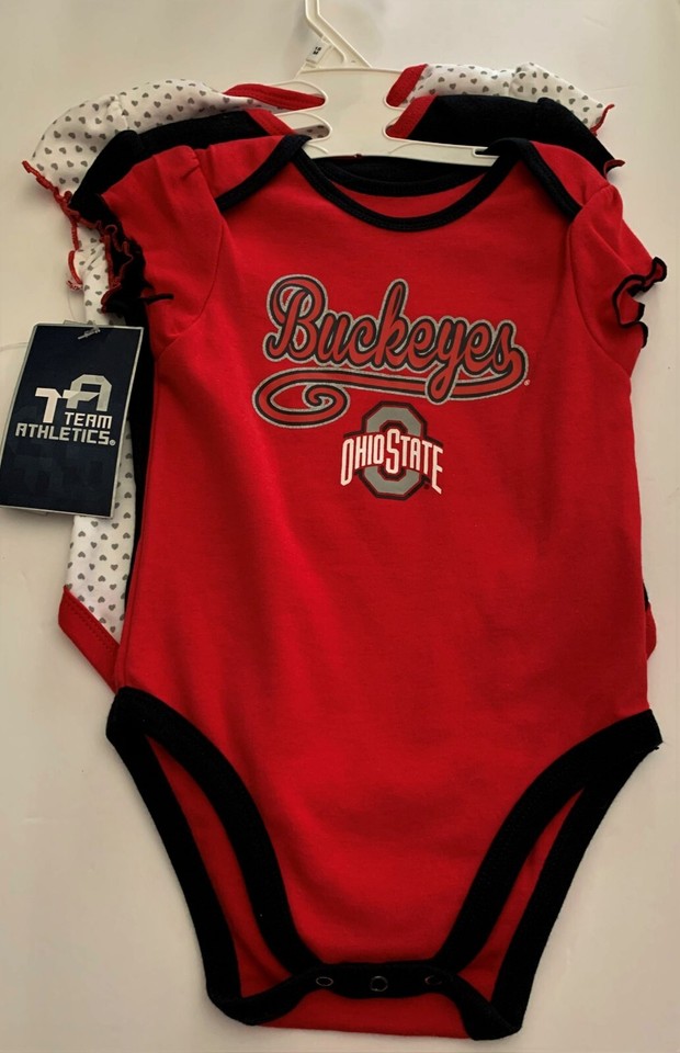 3 Infant Girls OHIO STATE BUCKEYES One-Pieces 18mo NEW University 18M ...