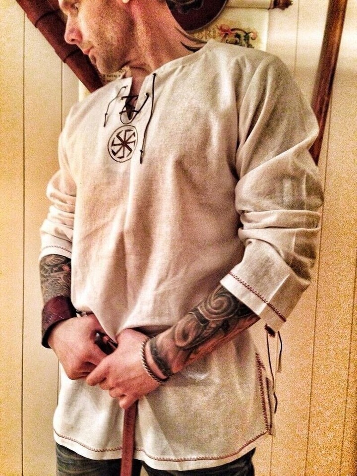 Mens Medieval Vintage Tunic Tops Shirt Viking Lace Up Jumper Costume ...