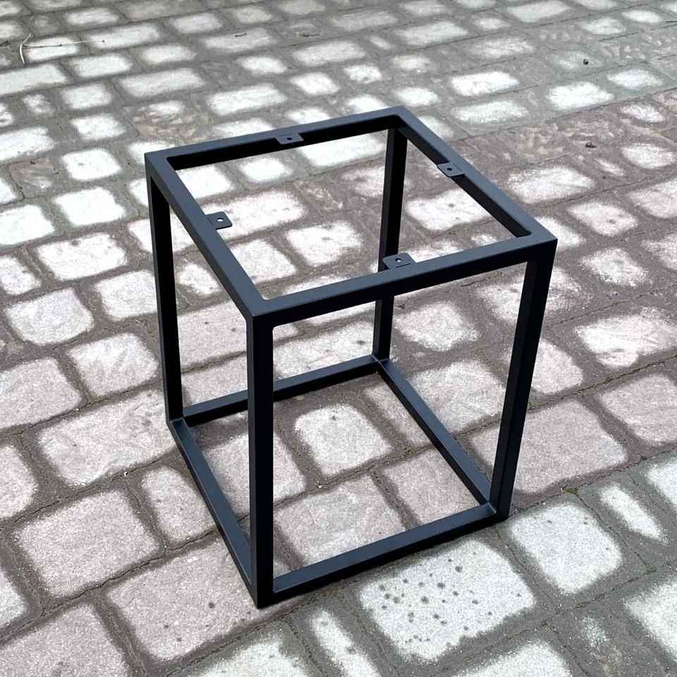 Square metal stool End table base Frame stool Sturdy frame Black Powder ...