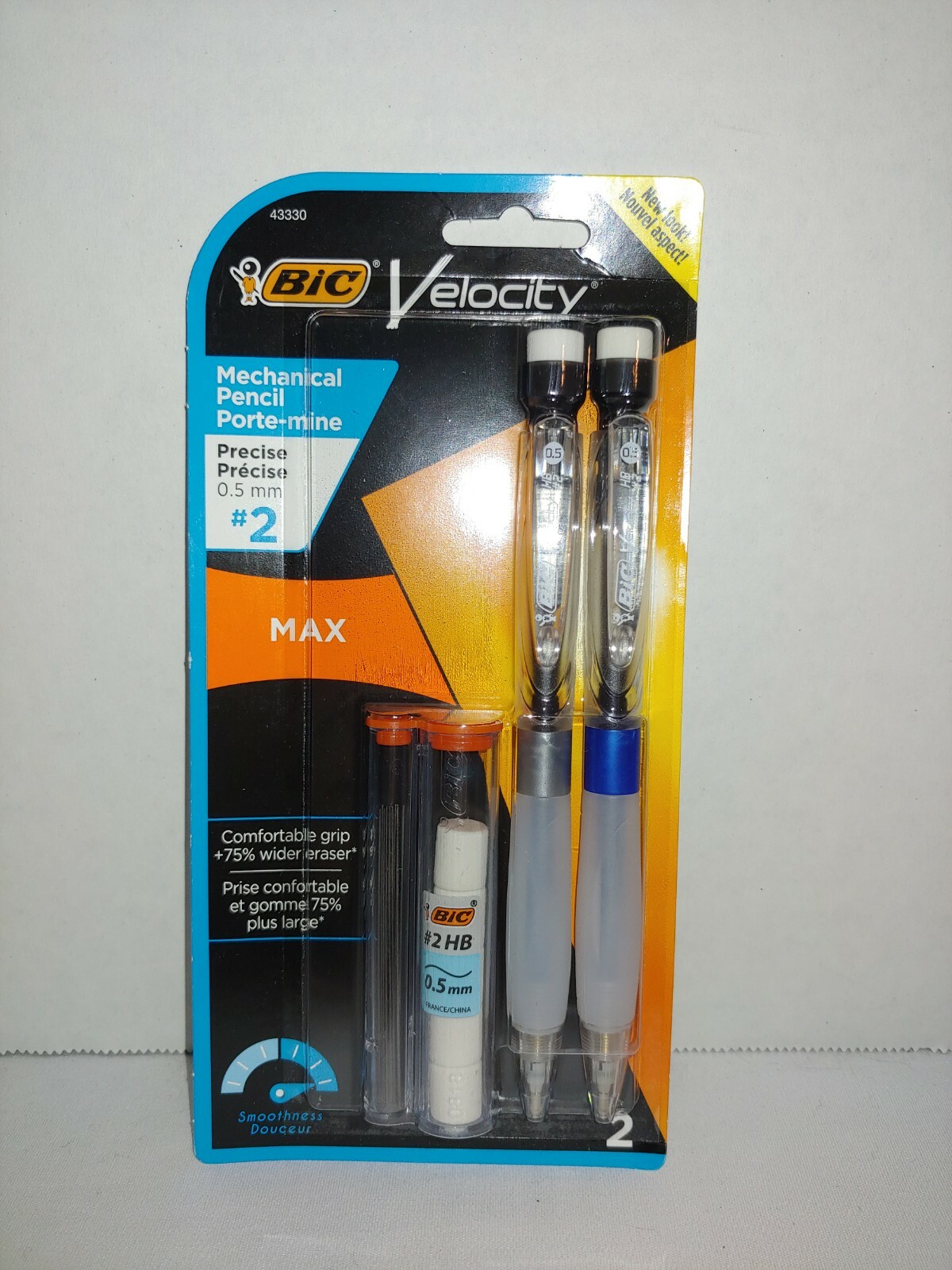 Bic MPMX5P21 Velocity Max Pencil, No. 2, 0.5 mm, Gray & Blue Mechanical ...
