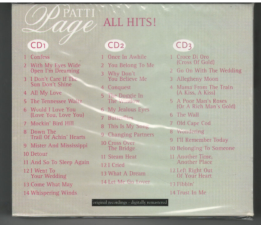 ALL HITS PATTI PAGE (CD, 3-Disc Set, Import ) NEW | eBay