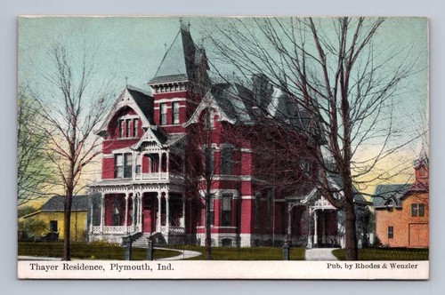 Thayer House PLYMOUTH Indiana Antique Marshall County Postcard ~1910s ...