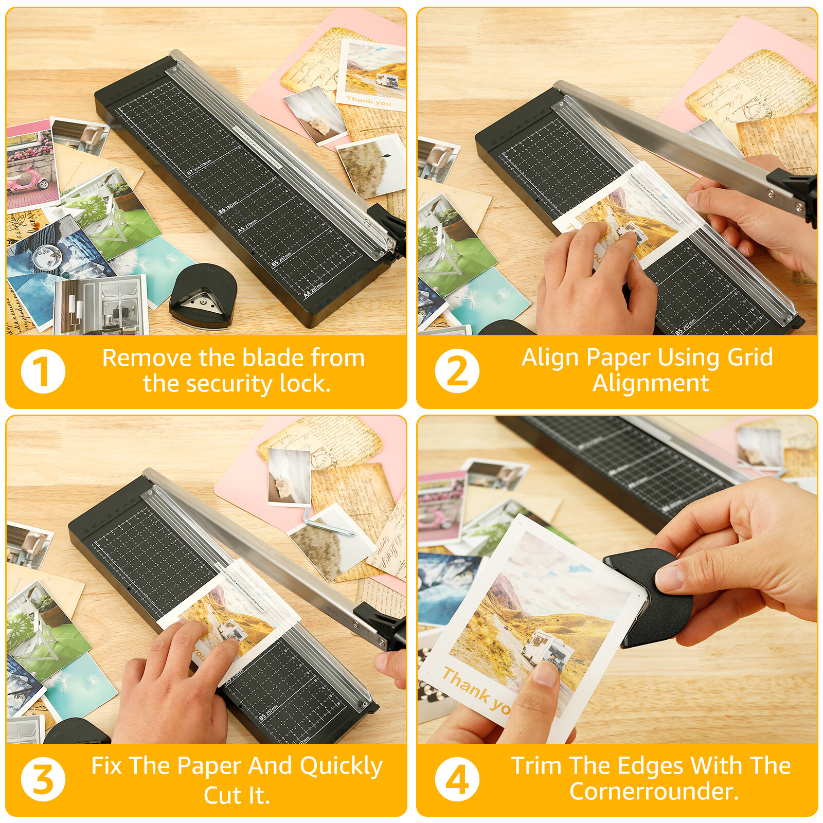 Paper Cutter Stack Paper Trimmer 8 Sheets Capacity Accurate A4 Multi ...