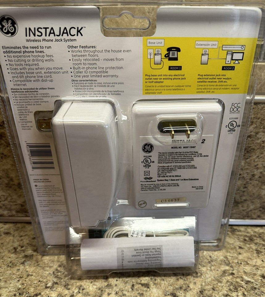 GE 86597 Instajack Wireless Phone Jack Base & Extension Unit ...
