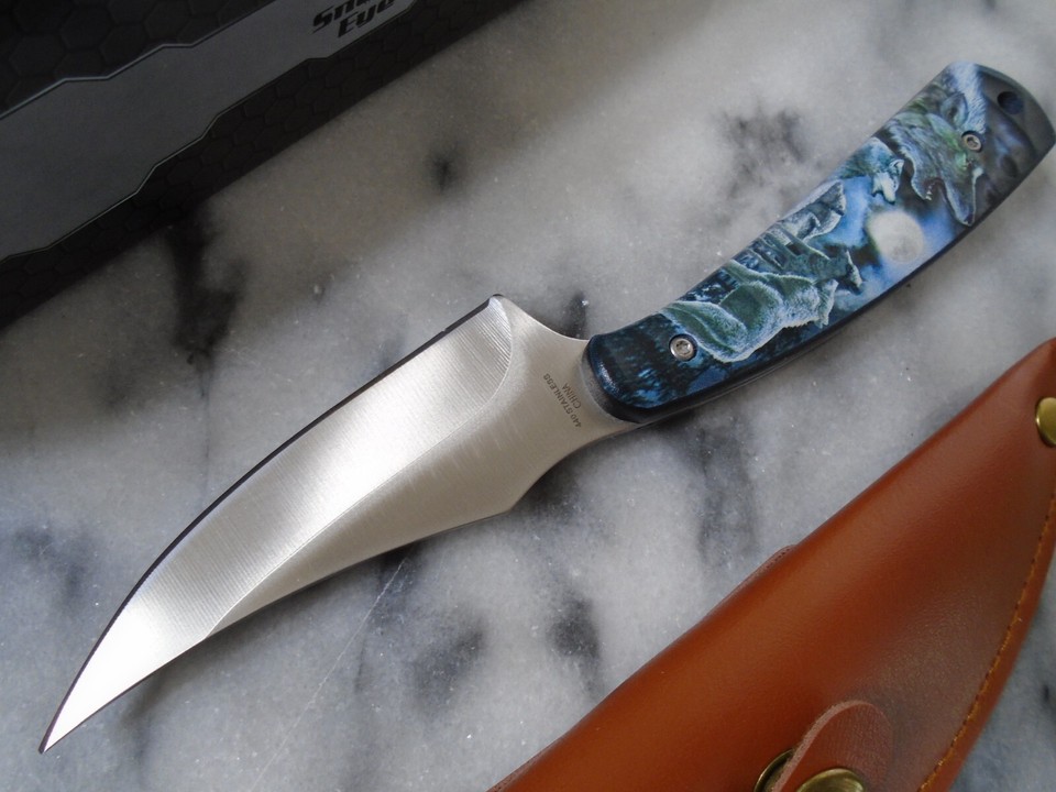 Snake Eye Wolf Sharp Finger Skinner Knife Full Tang Fixed Blade HK ...