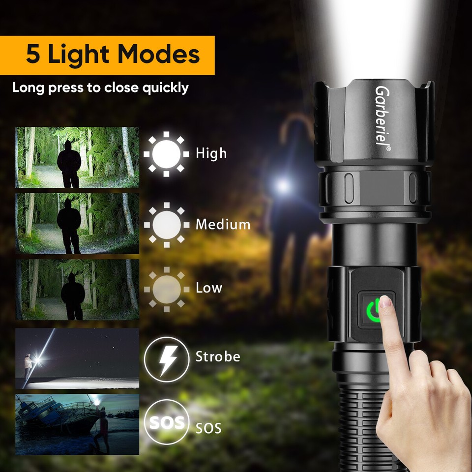 Rechargeable LED Gun Flashlight Tactical Zoom P70 Torch w/ Mount+ ...