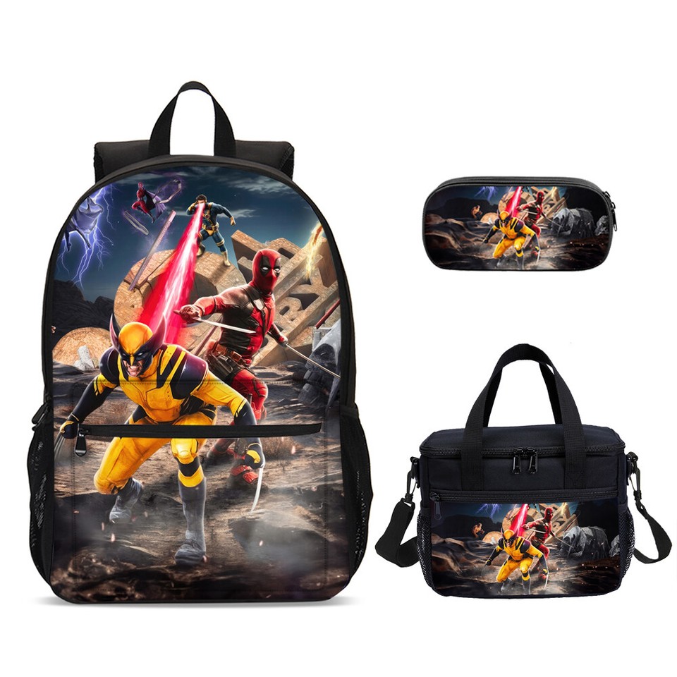 Deadpool & Wolverine Comics Kids School Backpacks Cooler Lunch Bag Pen ...