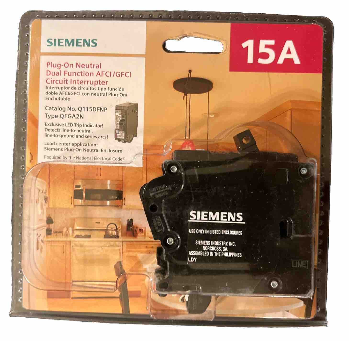 Siemens Q115DFNP Dual Function (AFCI & GFCI) Circuit Breakers for sale ...