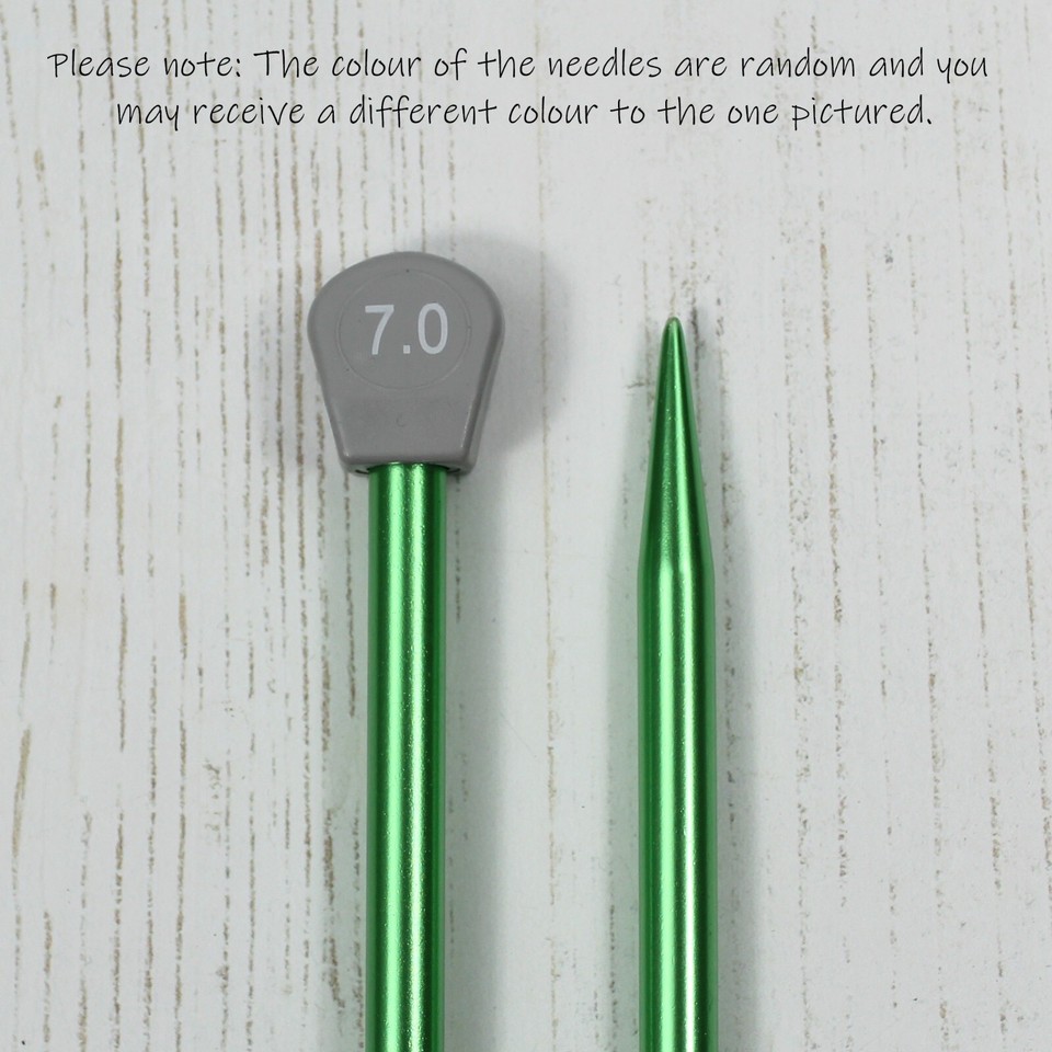 Coloured Knitting Needles Aluminium Metal Knit Pins 21 Sizes in 35cm ...