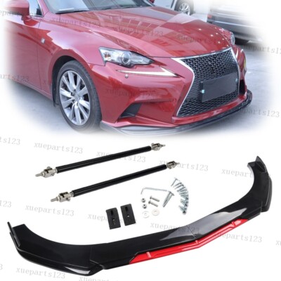 Gloss Black+Red For Lexus IS250 IS350 IS500 Front Bumper Lip Splitter ...