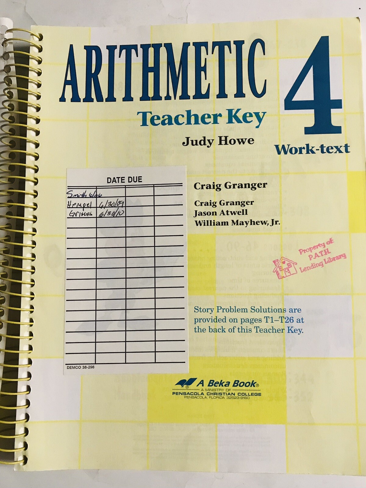 Arithmetic 4 Work-text Teacher Key Third Edition 1995 - A Beka Book By ...