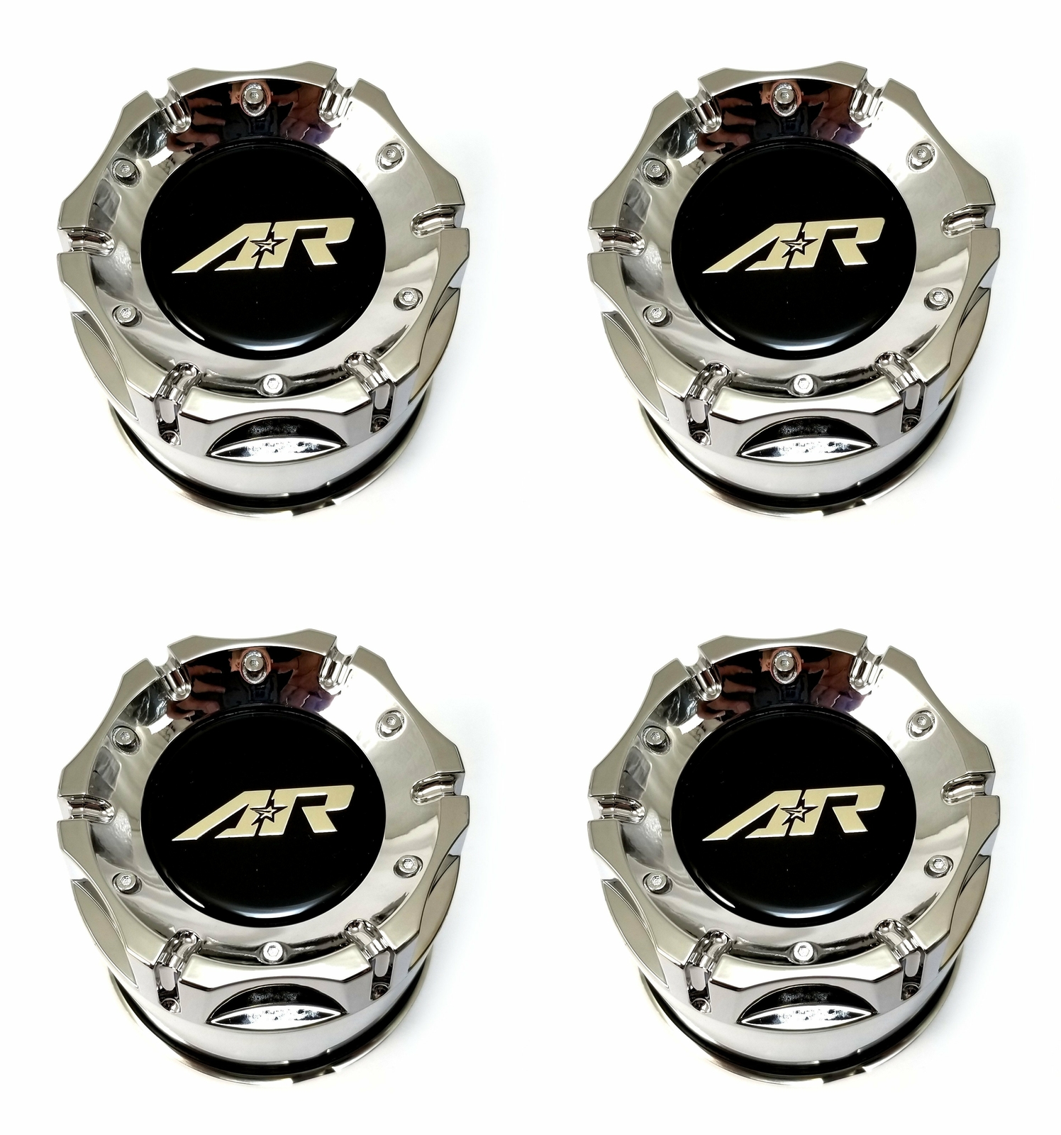 4 American Racing Chrome Center Caps for 5/6L VNA69 Ansen Sprint AR23 ...