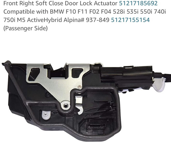 Door Lock Actuator for BMW F10 528i F01 740i 750i M5 w/ Soft Close ...