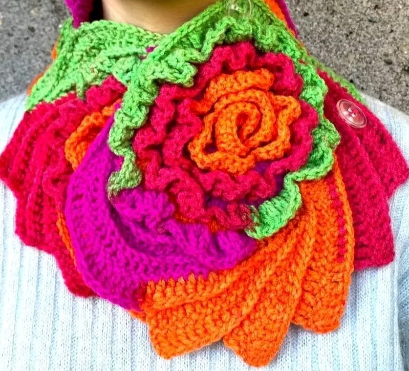 3D Rose Elegant Floral Spring Scarf Women's Soft Neck Cowl Wrap ...