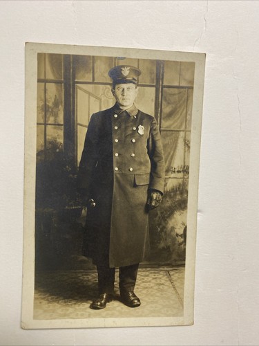 Antique RPPC Policeman Full Uniform Coat Old Police Officer Photograph ...