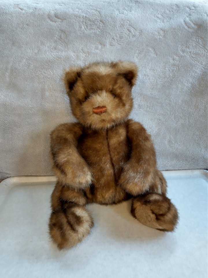 VINTAGE Gund Teddy Bear *MINKY* Plush 14" Brown Faux Mink Stuffed ...