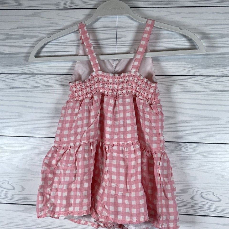 Tommy Bahama Dress Girls 5 Pink White Gingham Sleeveless Lined Romper ...