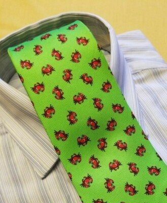CAPE COD silk tie CRAB green red | eBay