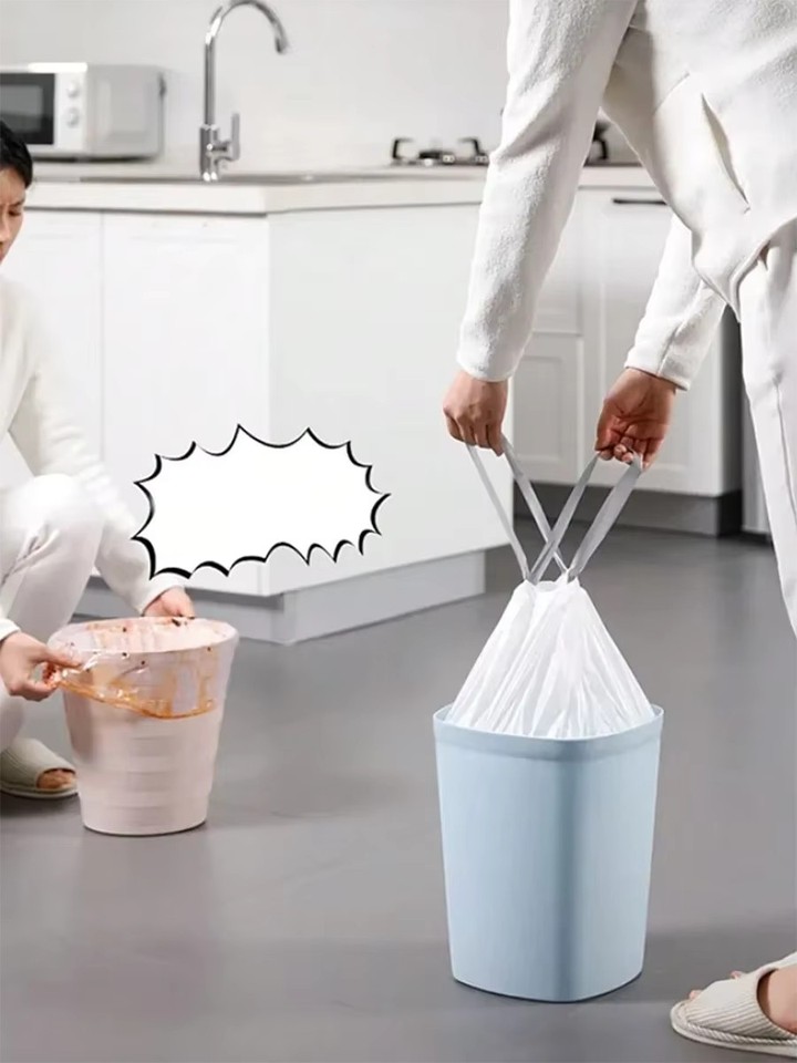 15pcs/roll Thick Trash Bags, Tear-Off Drawstring Trash Can Liners,For ...