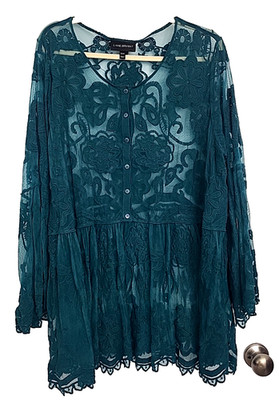 Lane Bryant NEW Embroidered Bell Sleeve Artsy Boho Topper Plus 22/24 3X ...