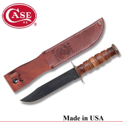 Case US Marine fighting knife USMC Combat Bowie with Leather sheath | eBay