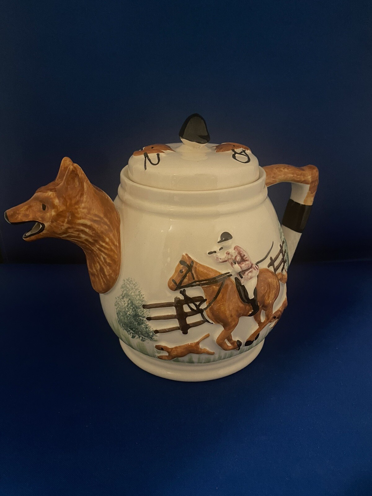 VINTAGE PORTLAND POTTERY FOX HUNTING TEAPOT ENGLAND Collectable ...