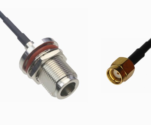 N Female Bulkhead nut to RP-SMA Male Plug RF 0.5~15FT Cable For Antenna ...