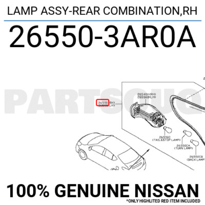 265503AR0A Genuine Nissan LAMP ASSY-REAR COMBINATION,RH 26550-3AR0A | eBay