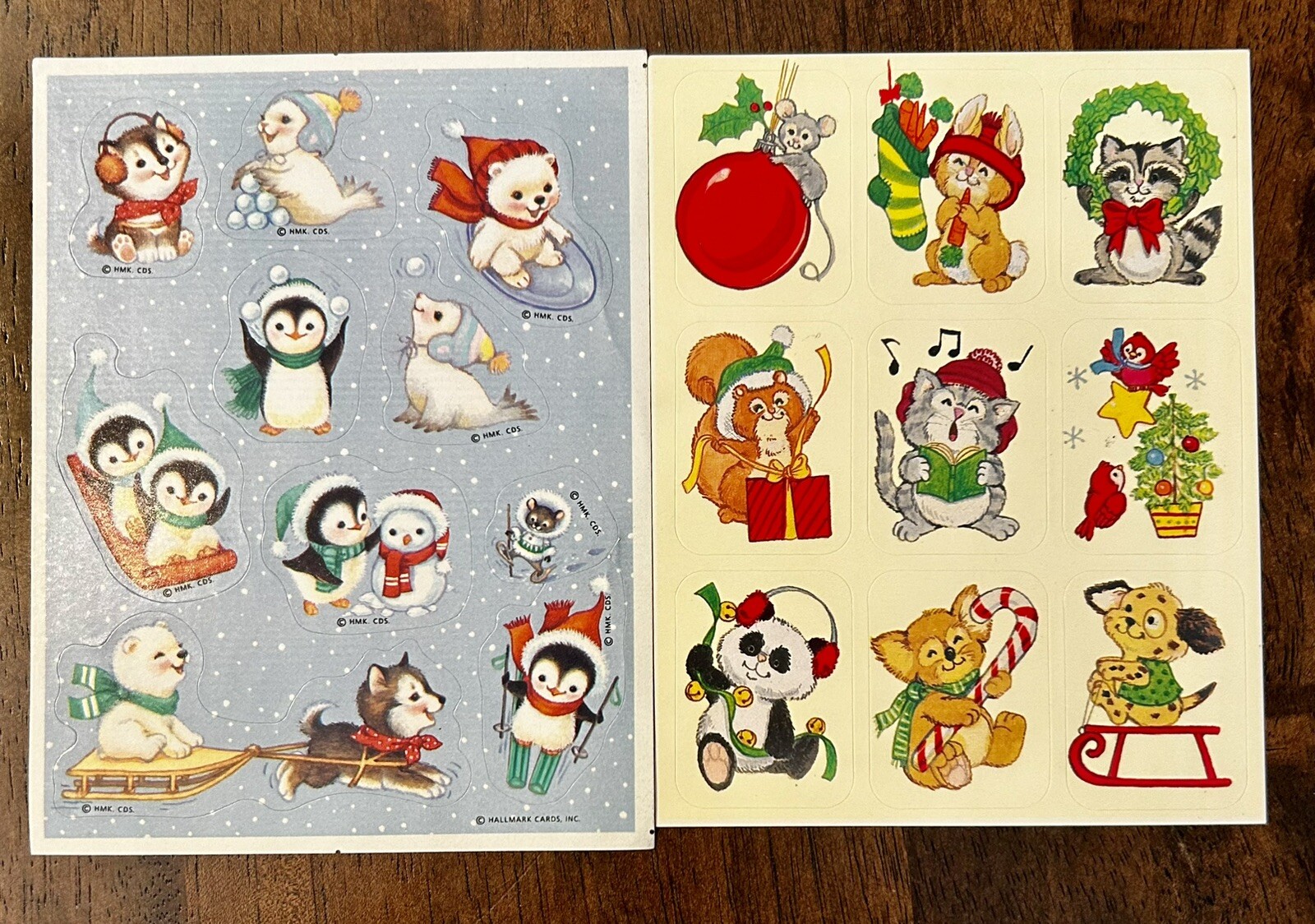 Vintage Hallmark Stickers Cute Baby Animals Bear Penguin Cat Dog 2 ...
