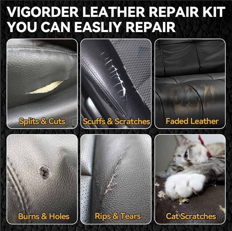 Black Leather Repair Kit for Furniture, Leather Seat Repair Kit for ...
