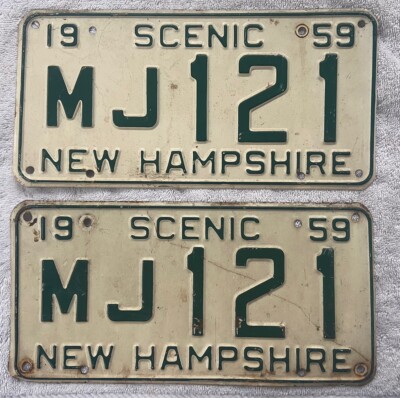 Original Pair 1959 New Hampshire License Plate See My Other Plates | eBay
