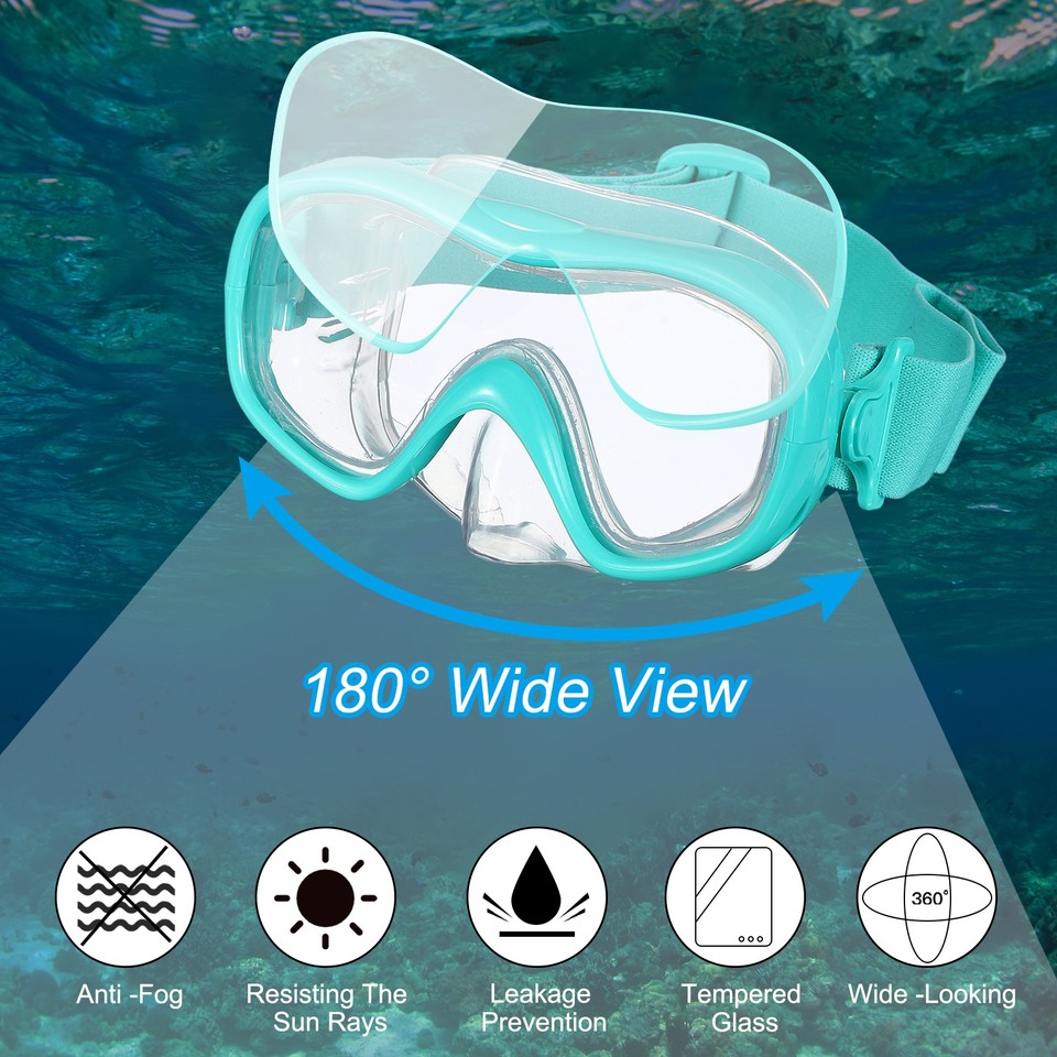 Swim Goggles with Nose Cover Diving Mask Snorkel Dive Goggles Green ...