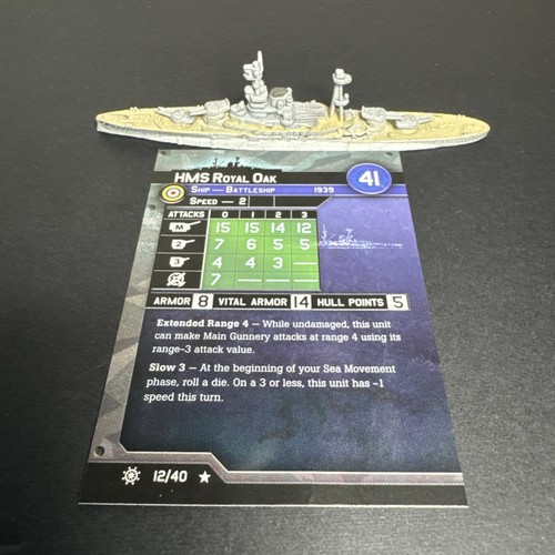 Axis Allies War at Sea CONDITION ZEBRA HMS Royal Oak 12/40 with card | eBay