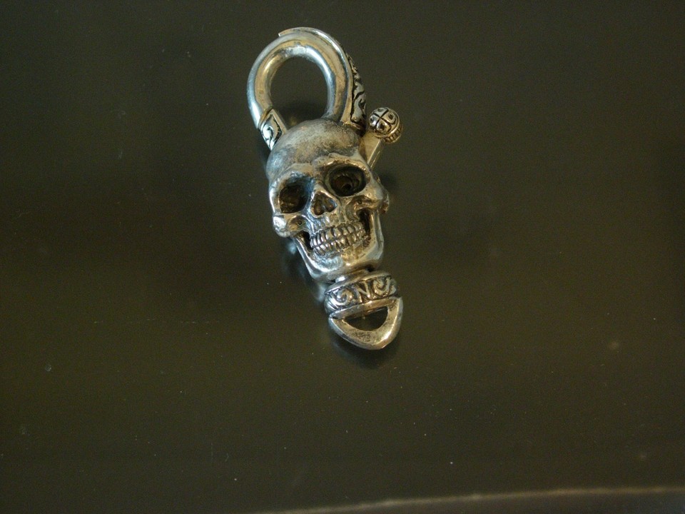 STERLING SILVER SKULL KEY RING ,WALLET CHAIN CLASP 70+ GRAMS | eBay
