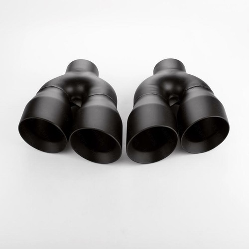 Matte Black Quad 4" Out Exhaust Tips 3" In Staggered Angle Cut ...