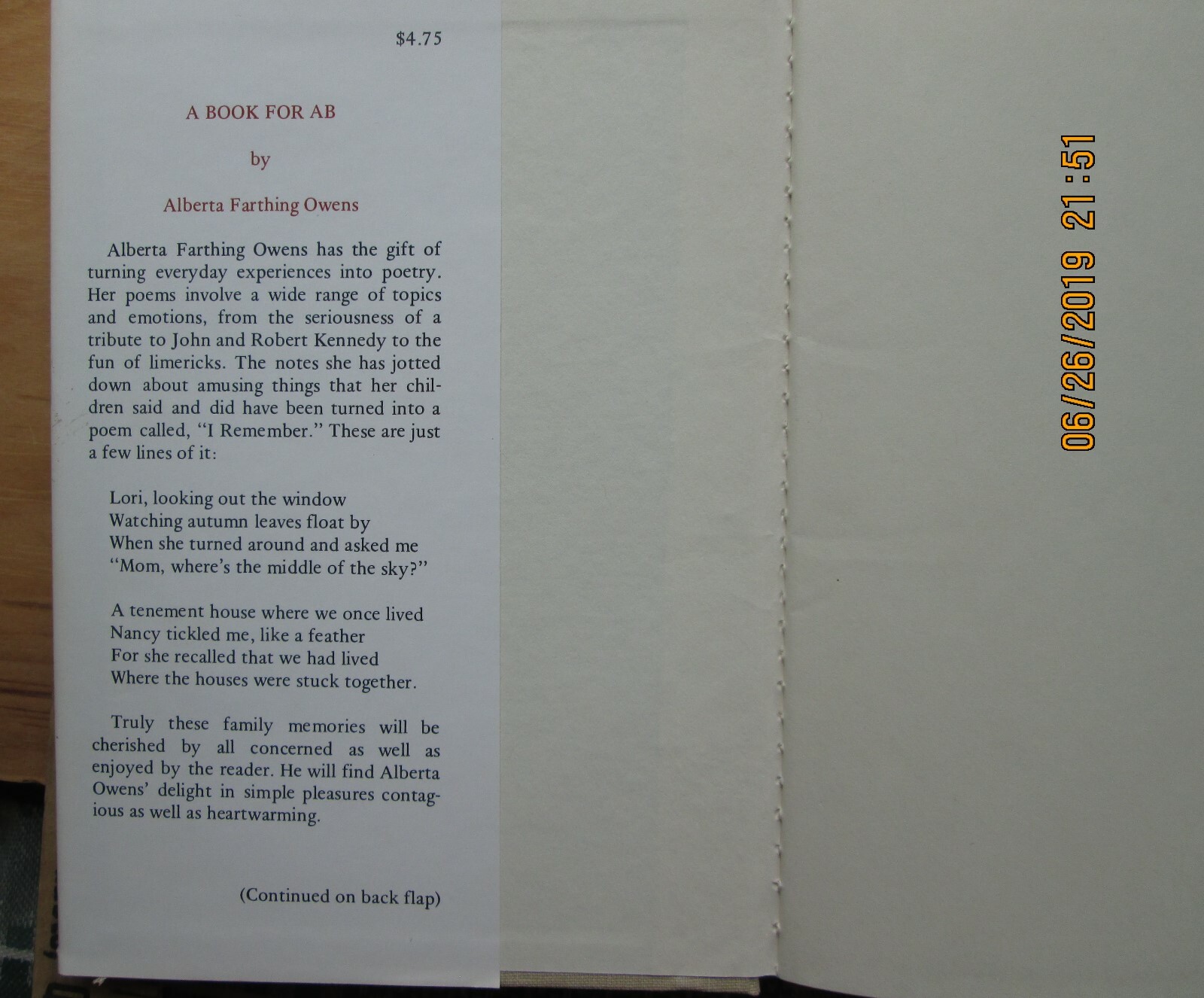A Book for AB poems by alberta farthing owens 1982 | eBay