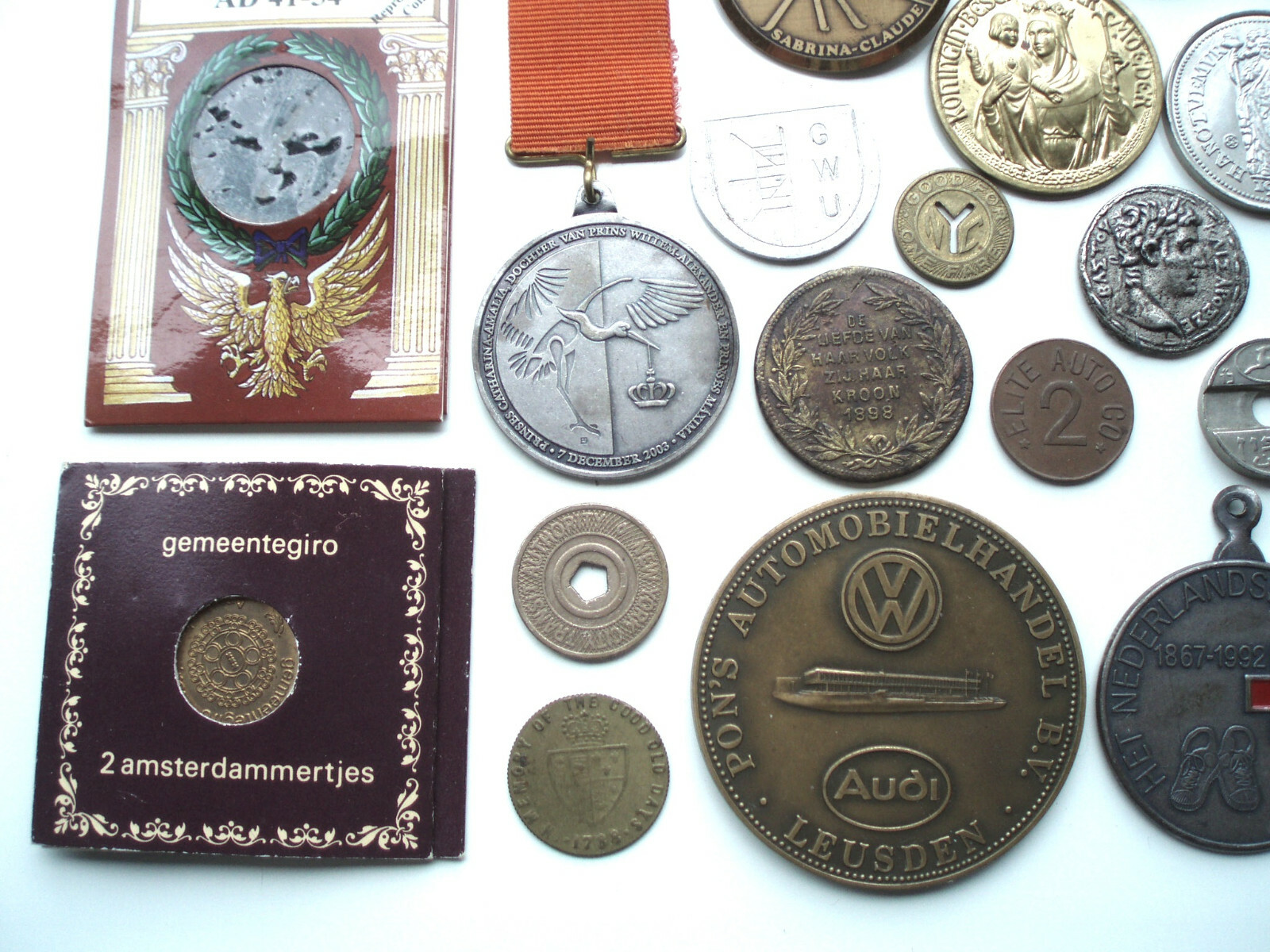 BEAUTIFUL EXONUMIA LOT OF 50 WORLD TOKENS MEDALS etc Varius Dates ...