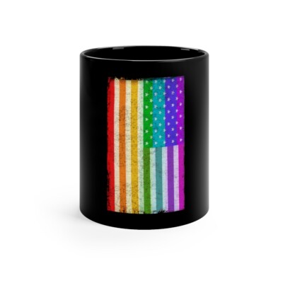Rainbow Us Flag 11oz Black Mug | eBay