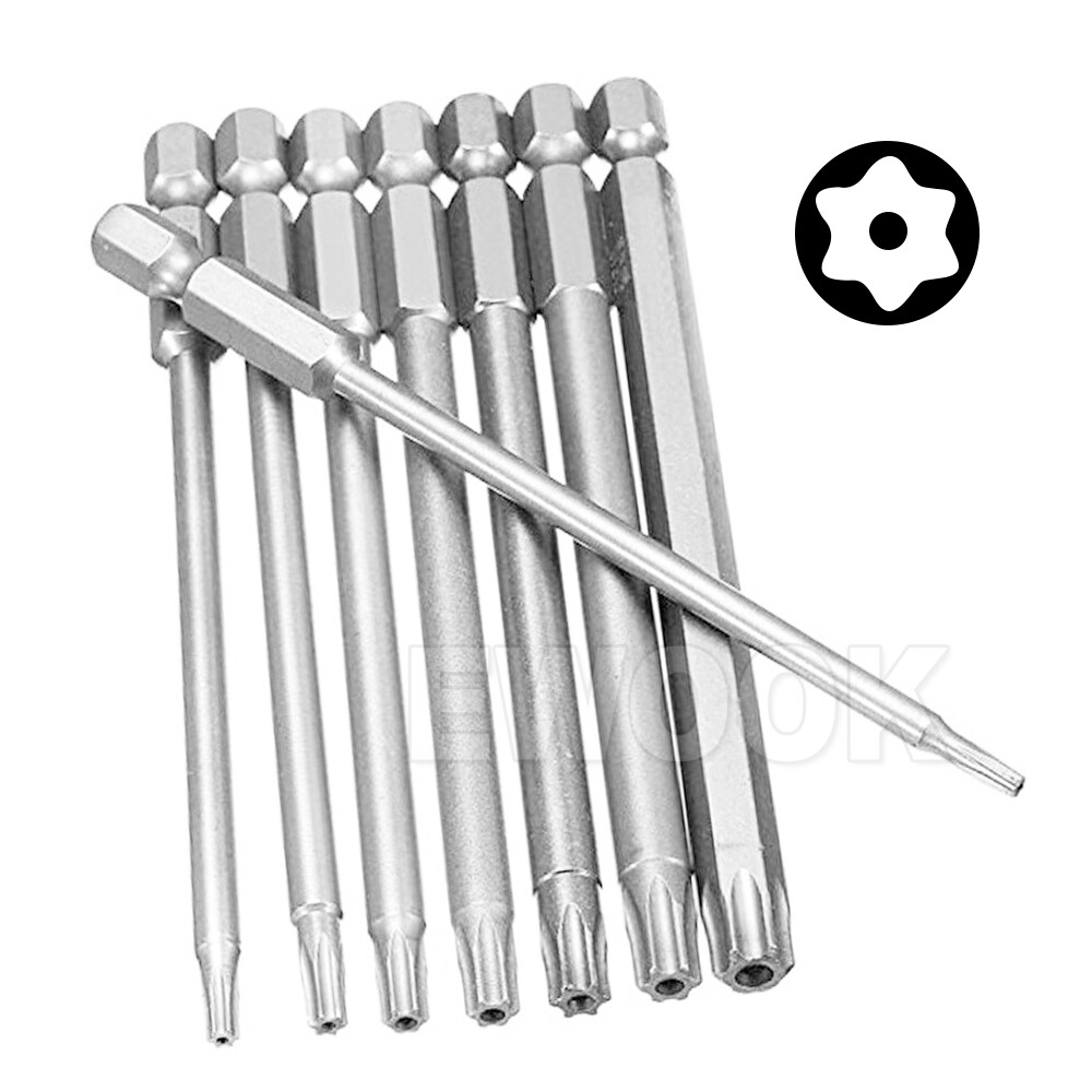 8x T8-T40 Torx Screwdriver Bit Set Hex Security Magnetic Head 100mm ...