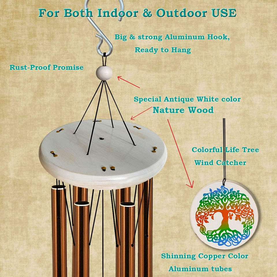 Wind Chimes Outdoor with Colorful Tree of Life Symbol Memorial ...