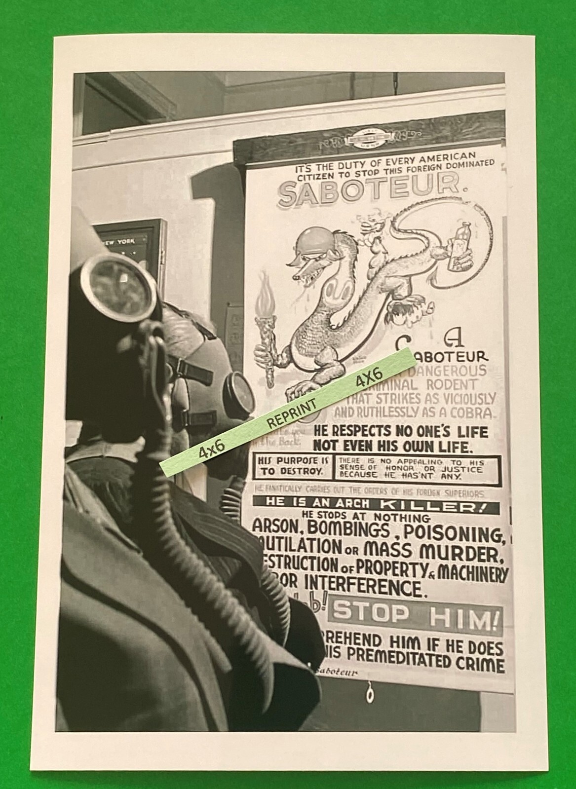 Found 4X6 PHOTO of Old 1942 WWII Propaganda Sign Saboteur Warning WW2 ...