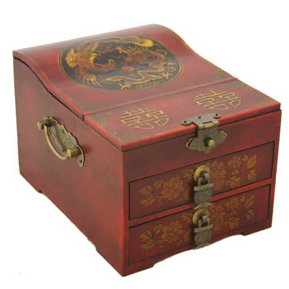 Vintage Chinese Jewelry Keepsake Box W. Leather Surface | eBay