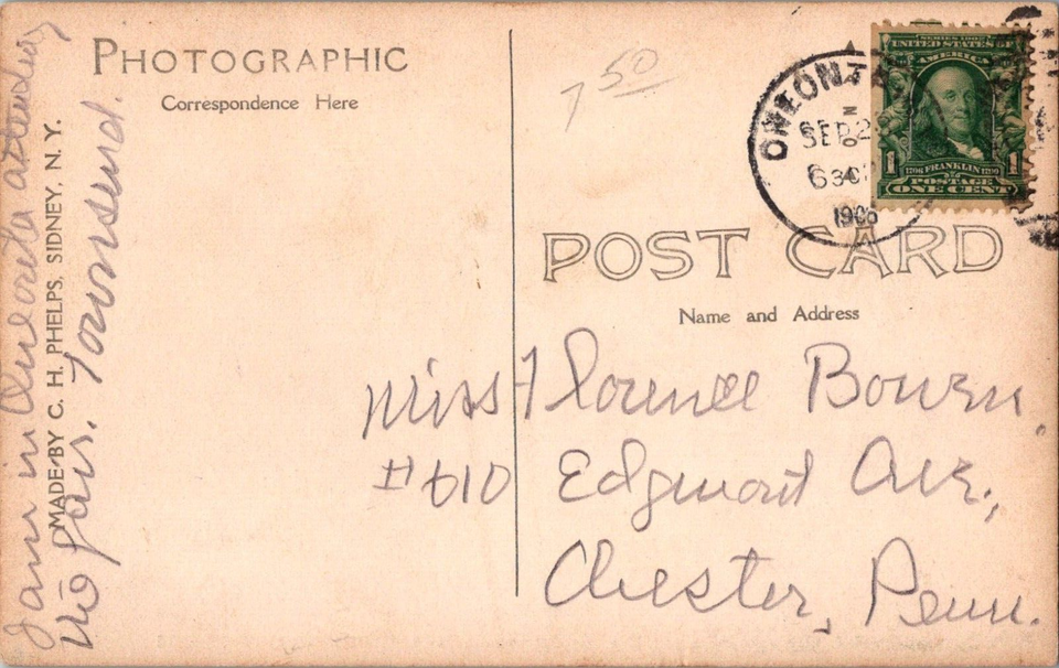 Postcard View From The Rocks Oneonta New York RPPC Posted 1908 | eBay