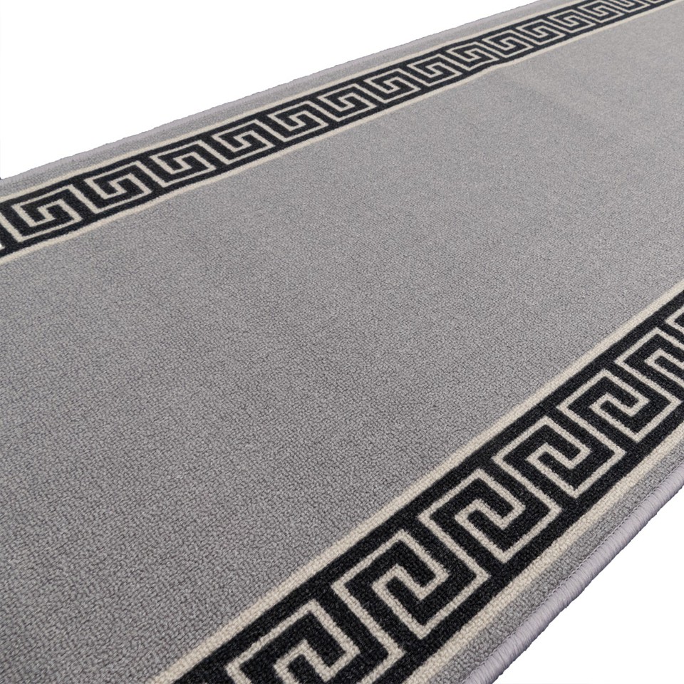 Custom Size Anti Slip Low Profile Loop Pile Meander Gray Design Runner ...