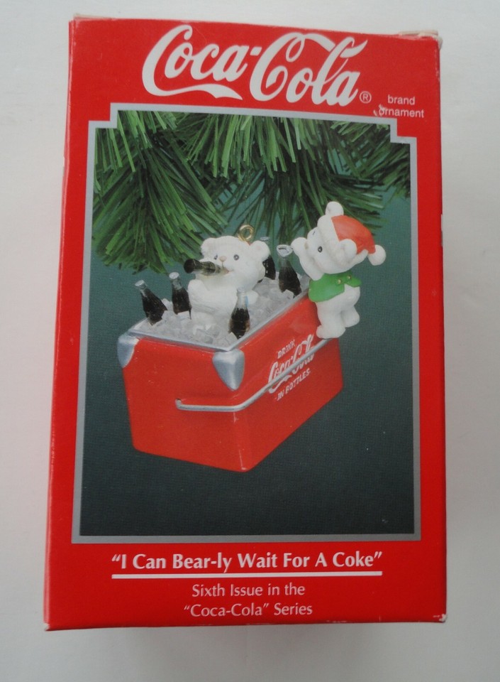 2 Vtg New Box Coke Enesco Bear Ornament & Santa Claus Tin 2 Deck ...