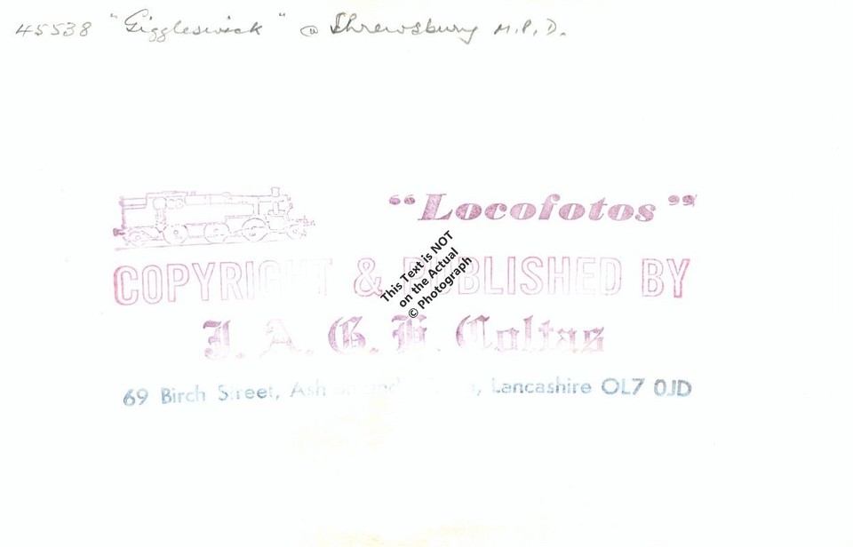 SHREWSBURY Train Engine Shed MPD & LMS 45538 GIGGLESWICK Railway ...