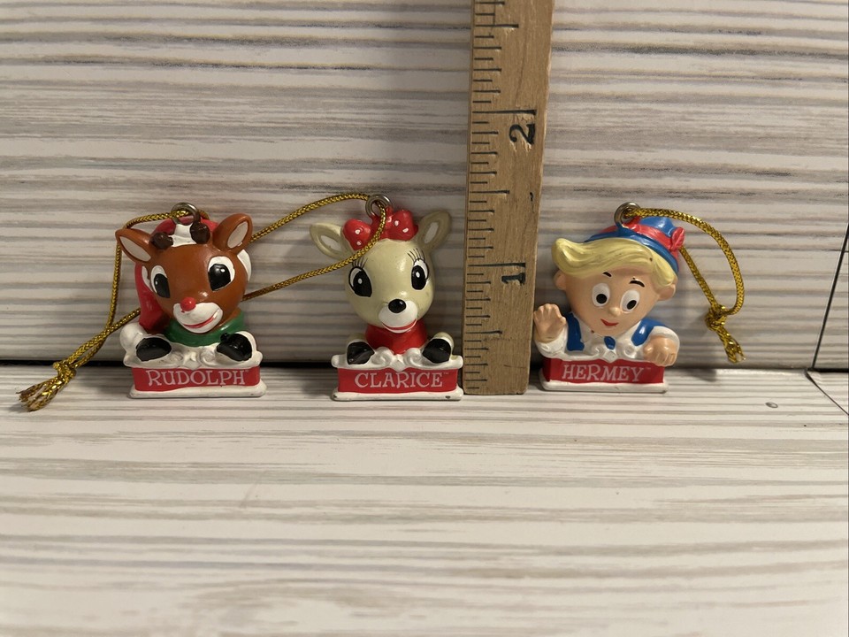 3 Rudolph Mini Ornaments Red Nosed Reindeer Mini Kurt Adler Clarice ...