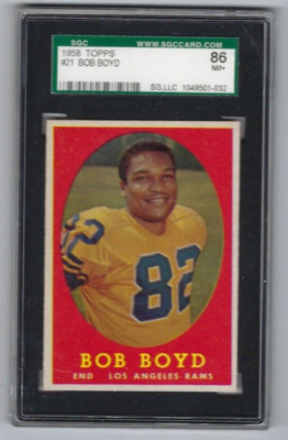 1958 Topps football card #21 Bob Boyd Los Angeles Rams graded SGC 7.5 ...