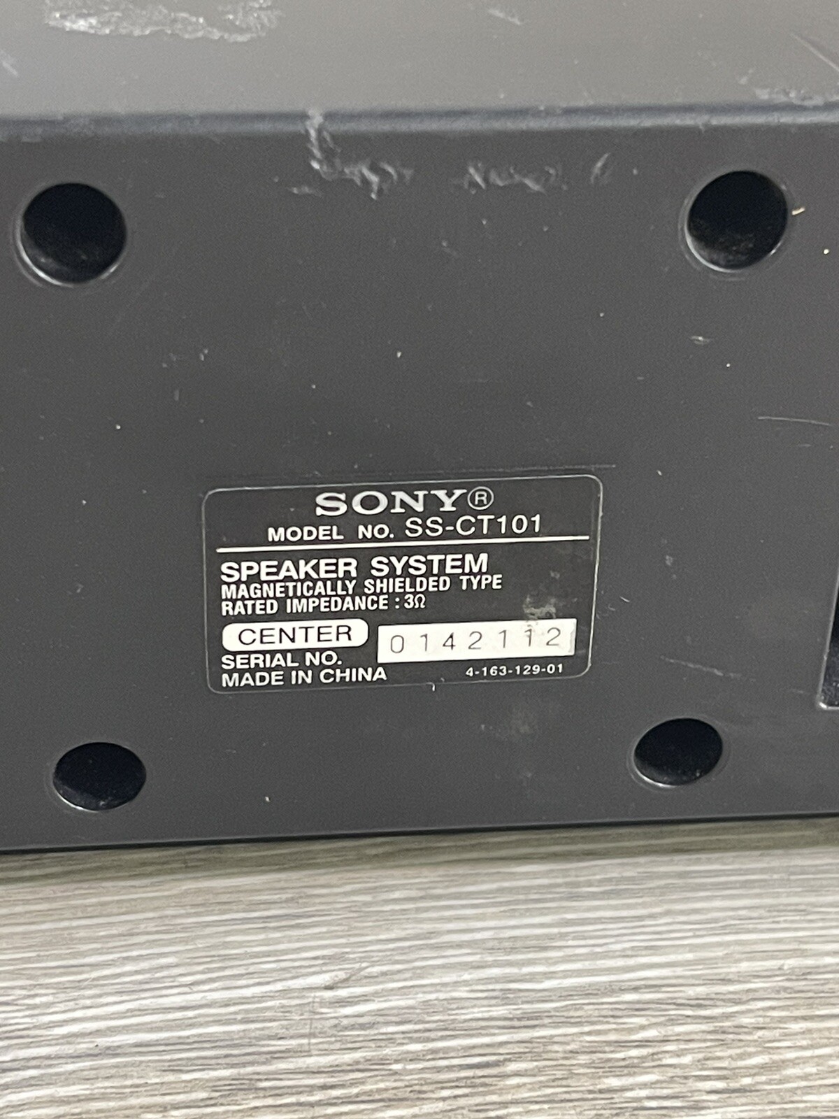 Sony Ss-ct101 Home Theater Surround Sound System Center Speaker for ...